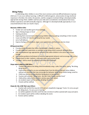 Fillable Online Biting: A Fact Sheet for FamiliesECLKC - HHS.gov Fax ...