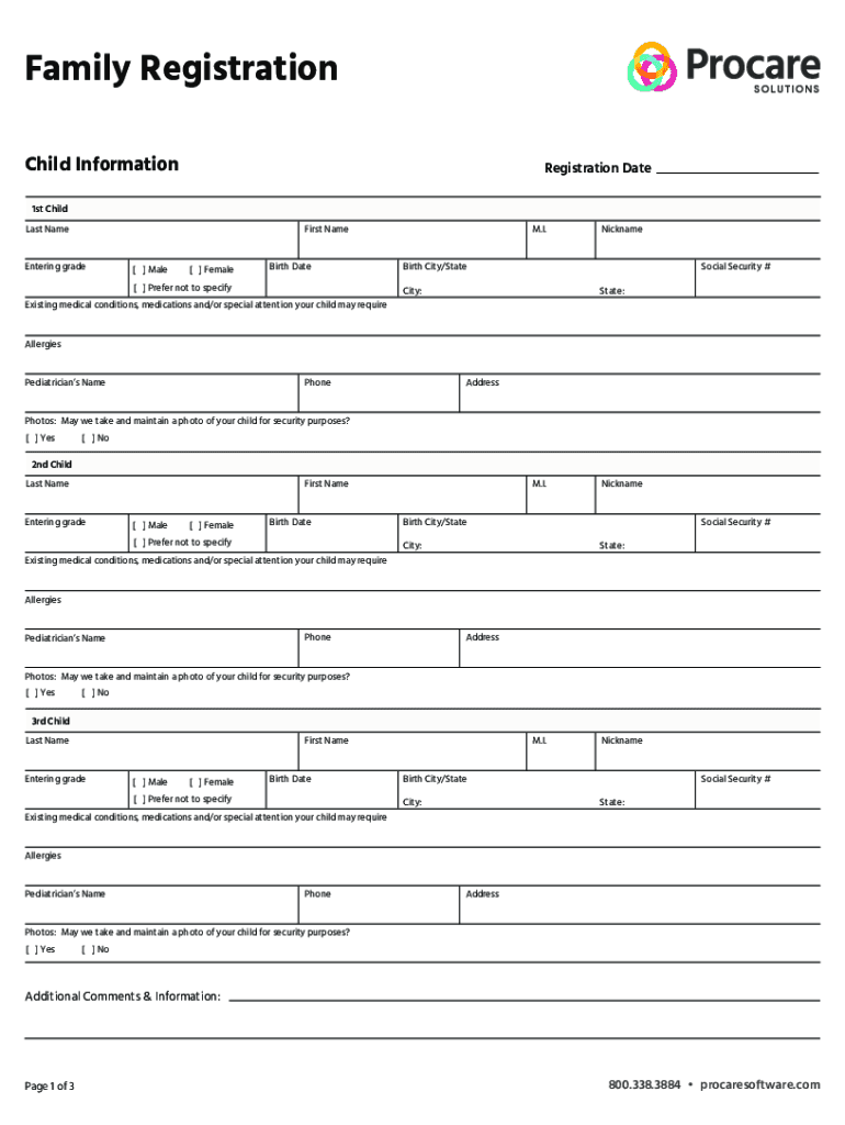 Fillable Online CHILDREN'S PROGRAM REGISTRATION FORM Fax Email Print ...
