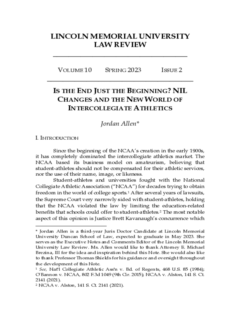 Fillable Online NIL Changes and the New World of Intercollegiate ...