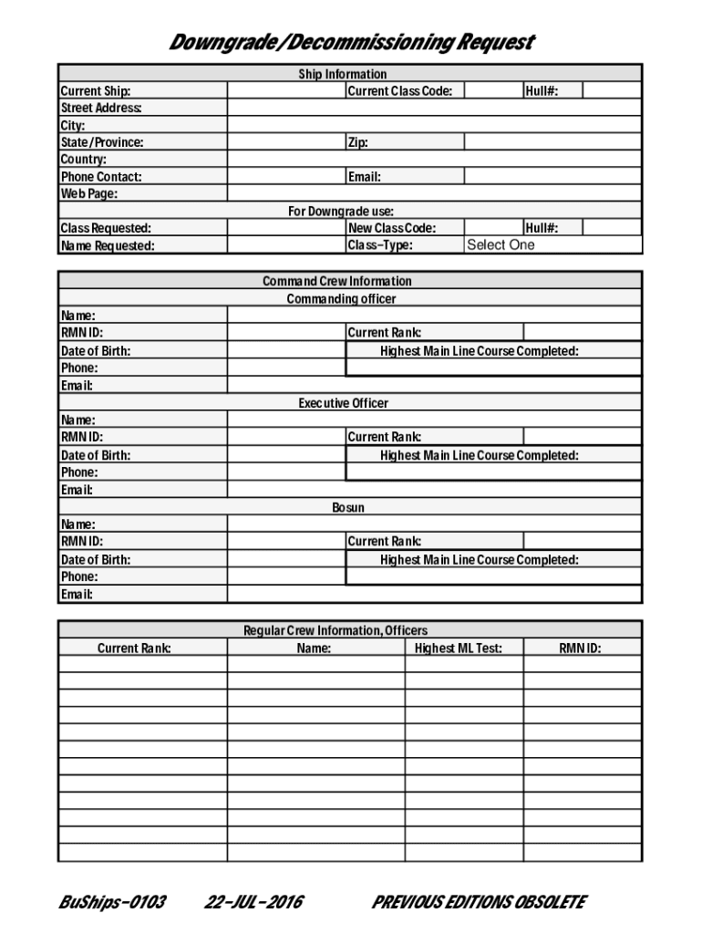 Fillable Online Downgrade/Decommissioning Request Fax Email Print - pdfFiller