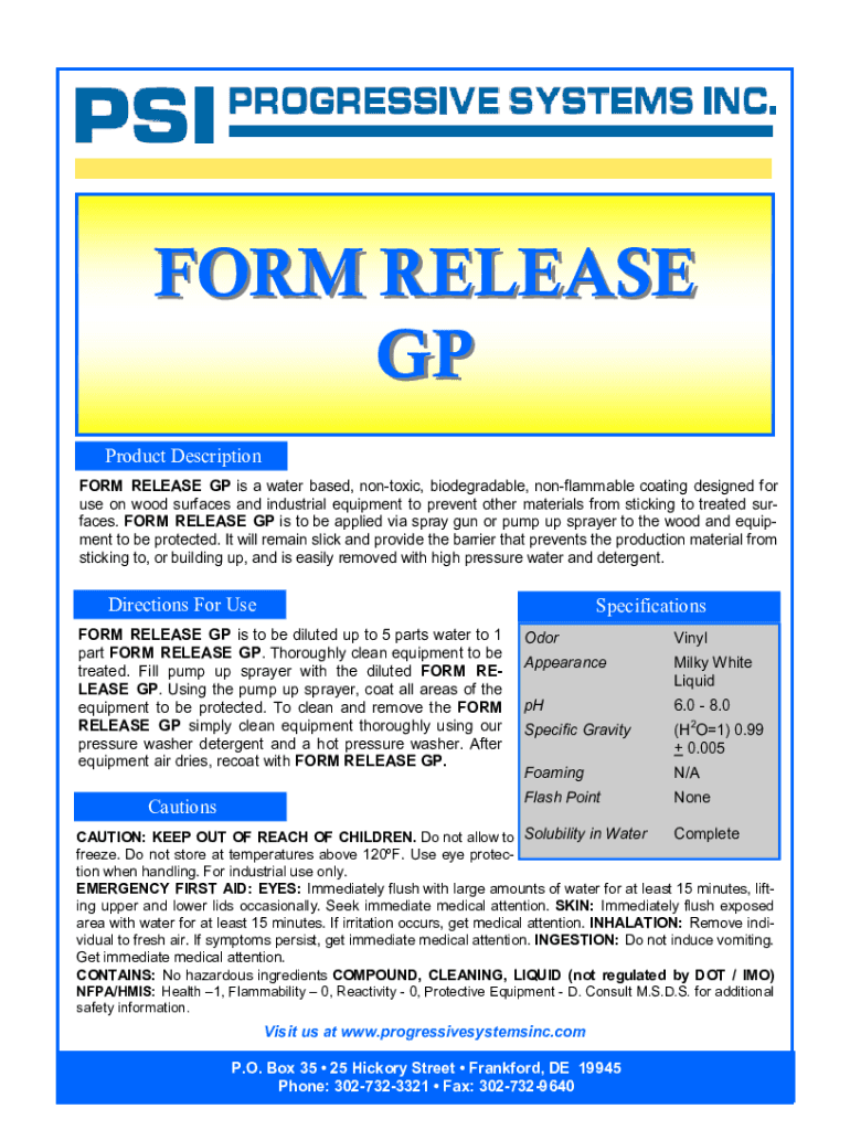 Fillable Online Form Release GP PDS - Progressive Systems Fax Email ...