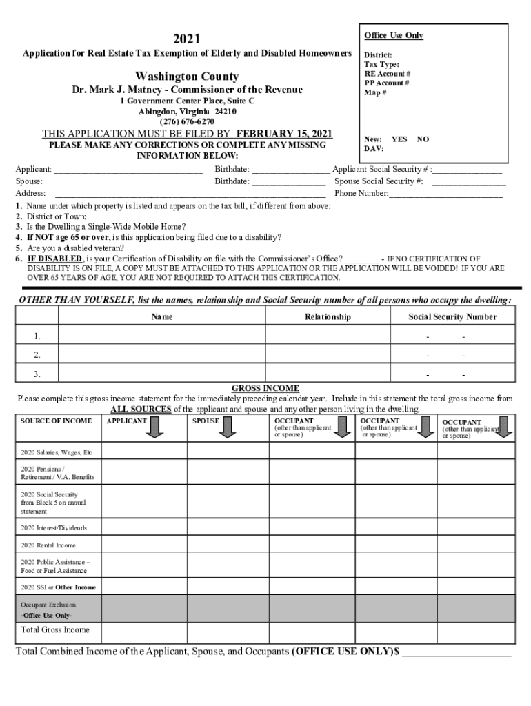 Fillable Online Application for Real Estate Tax Exemption of Elderly ...