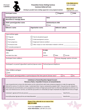 Fillable Online Parent and Home Visitor Connection Referral Form Fax ...