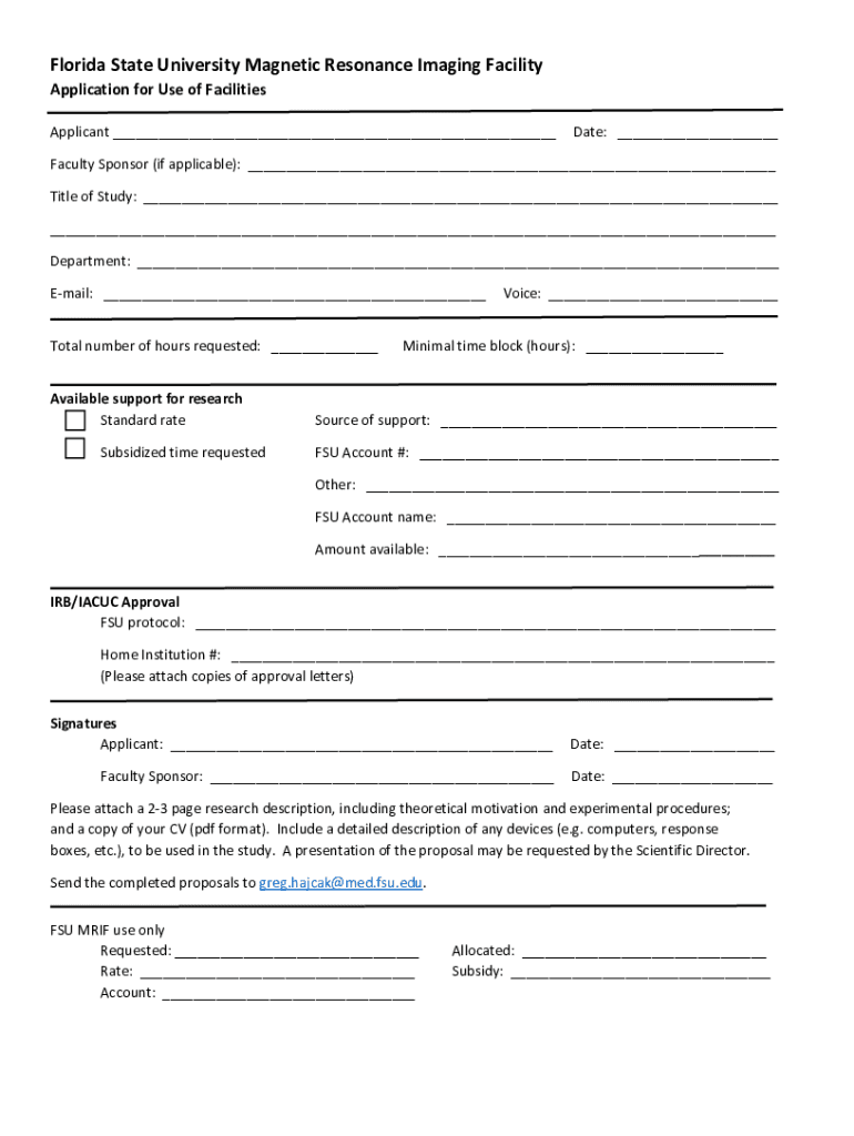 Fillable Online application-for-mrif-use.pdf - Florida State University ...