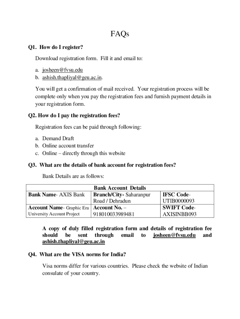 Fillable Online Q1. How do I register? Download registration form. Fill ...
