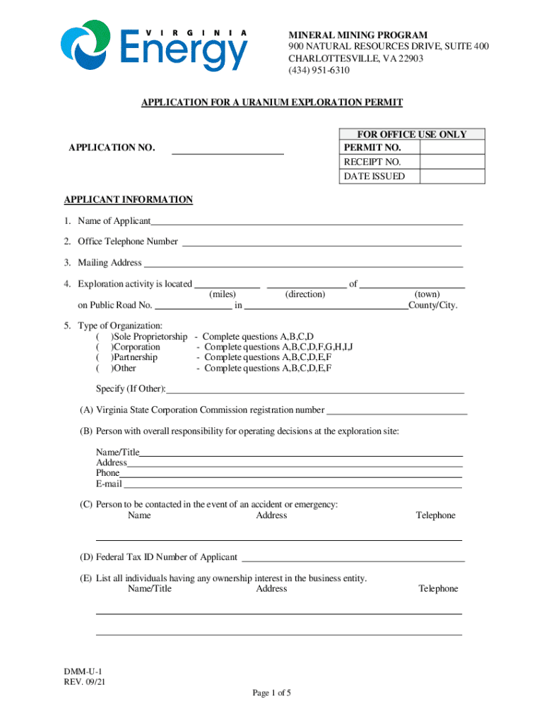 Fillable Online application for a uranium exploration permit Fax Email ...