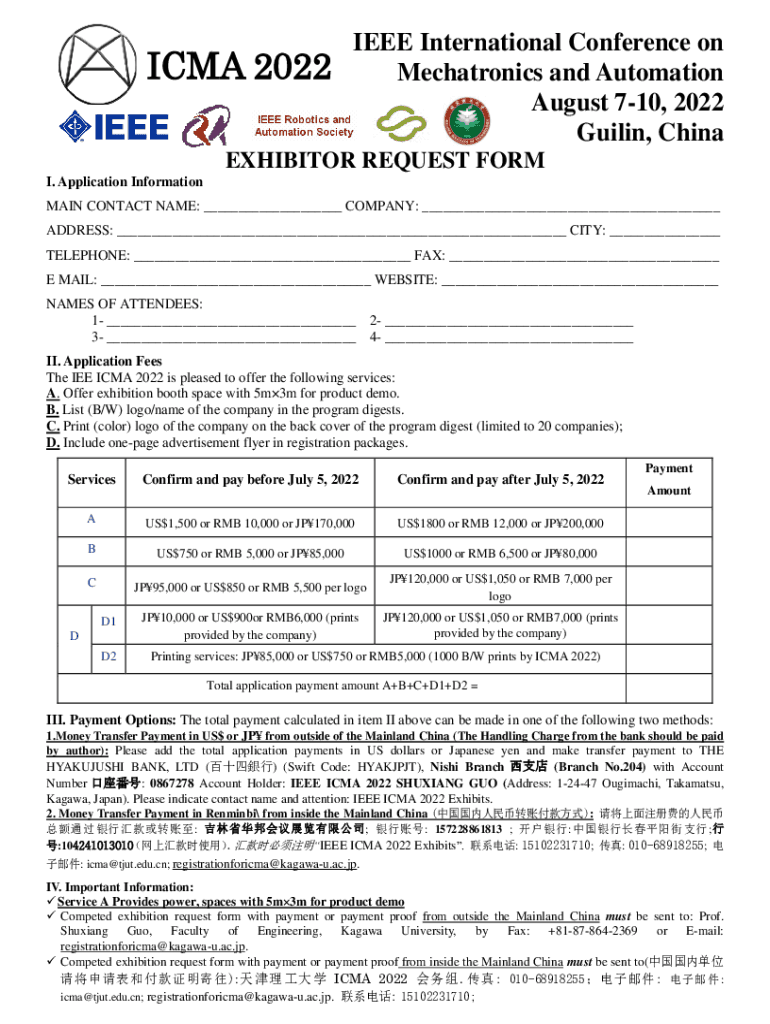 Fillable Online EXHIBITOR REQUEST FORM Fax Email Print - pdfFiller