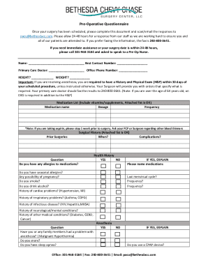 Fillable Online Patient FormBethesda Chevy Chase Surgery Center Fax Email Print - pdfFiller