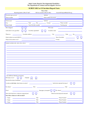 Fillable Online SCBDD MUI or UI Incident Report Form Fax Email Print ...