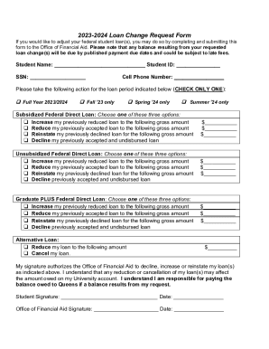 Fillable Online 2023-2024 Loan Change Request Form Fax Email Print - pdfFiller
