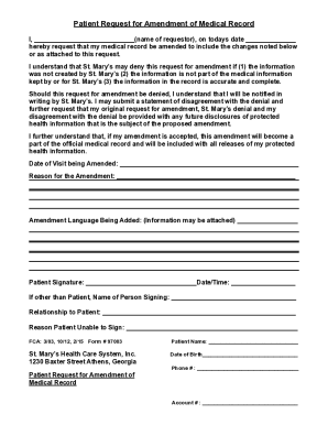 Fillable Online patient amendment request form Fax Email Print - pdfFiller