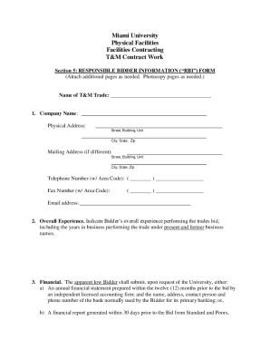 Fillable Online T&M RBI Form.pdf - Physical Facilities - Miami ...