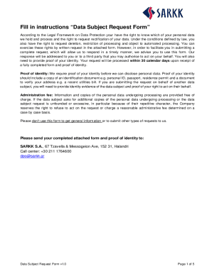 Fillable Online Fill in instructions Data Subject Request Form Fax ...