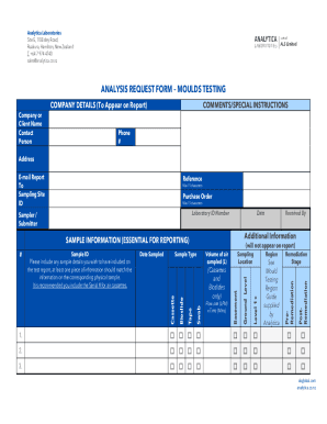 Fillable Online ANALYSIS REQUEST FORM MOULDS TESTING Fax Email Print ...