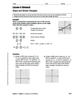 Fillable Online Lesson 6 Homework Practice - Slope and Similar ...
