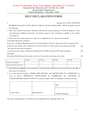 Fillable Online svyasa edu SELF DECLARATION FORM Fax Email Print ...