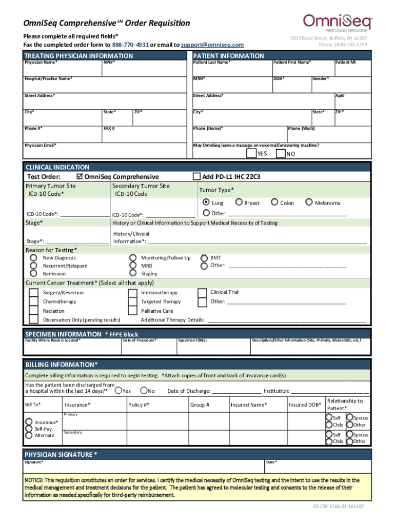 Fillable Online OmniSeq Order Form Comp and IRC and PDL1.pub Fax Email ...