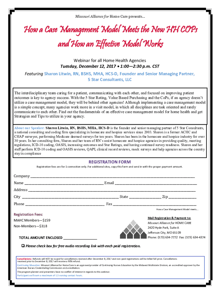 Fillable Online How a Case Management Model Meets the New HH COPs ...