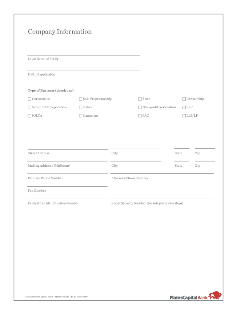 Fillable Online Switch to PlainsCapital Bank - Switching is Easy Fax Email Print - pdfFiller