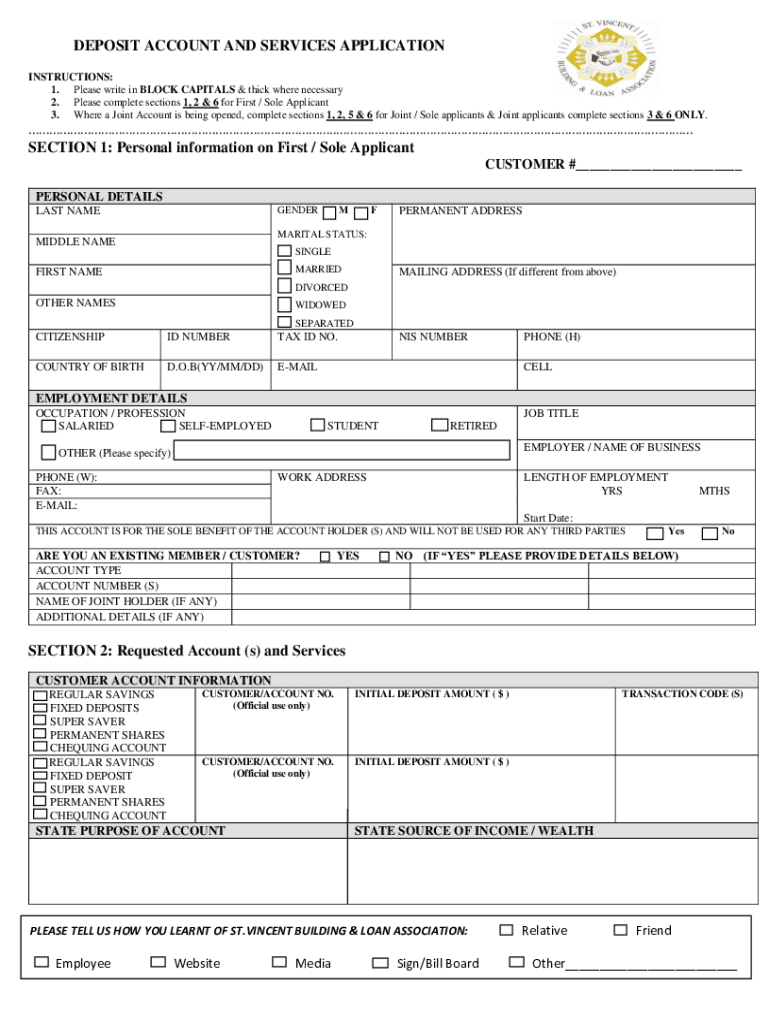 Fillable Online Personal Bank Account Application Form Fax Email Print - pdfFiller