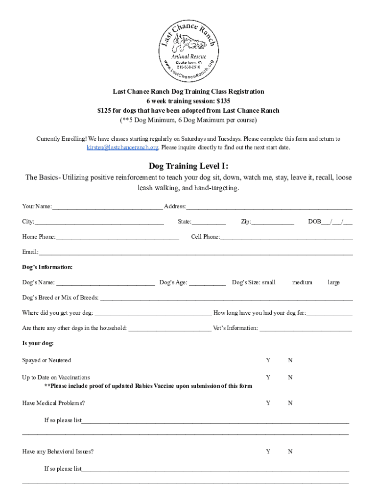 Fillable Online Training Level I: Registration Form Fax Email Print - pdfFiller