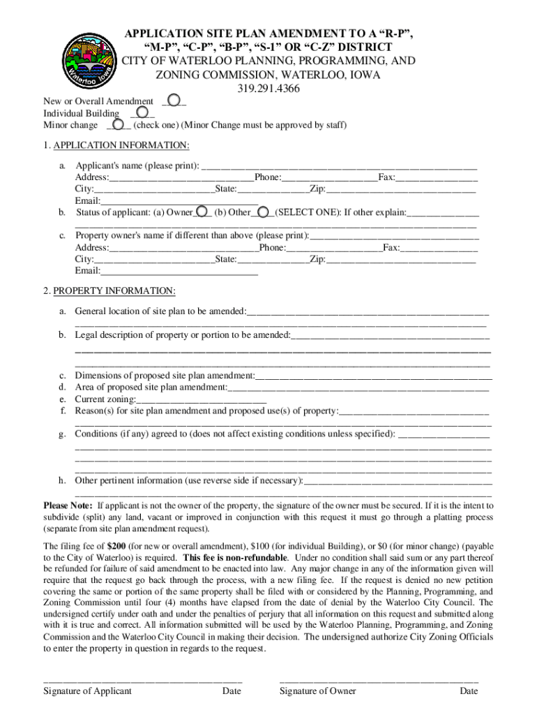 Fillable Online application site plan amendment to a rp Fax Email Print - pdfFiller