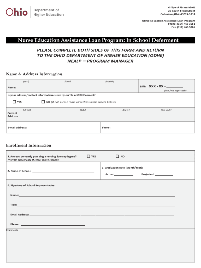 Fillable Online NEALP - student in school deferment form062023 Fax Email Print - pdfFiller