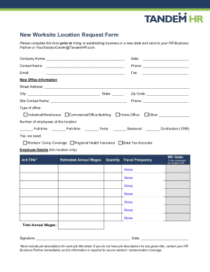 Fillable Online New Worksite Location Request Form Fax Email Print - pdfFiller