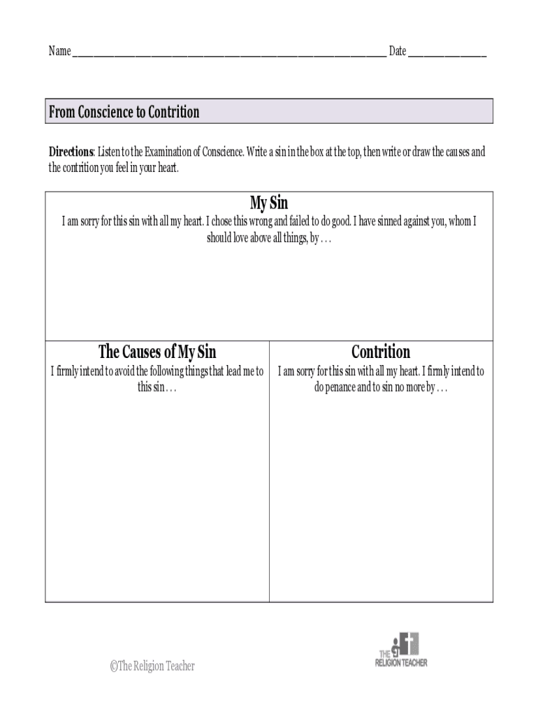 Fillable Online A General Examination of Conscience on the 7 Deadly ...