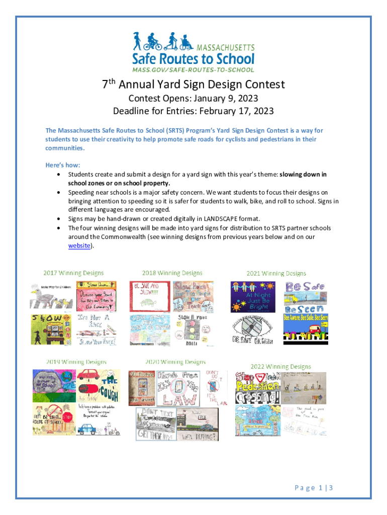 Fillable Online SRTS Yard Sign Design Contest Open Now to Winn Brook ...