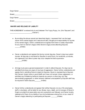 Fillable Online Dog Play Group Waiver and Release of Liability Form Fax ...