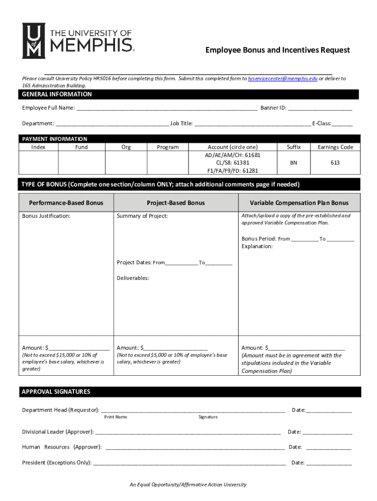 Fillable Online Retention Incentive Recommendation and Approval Form ...