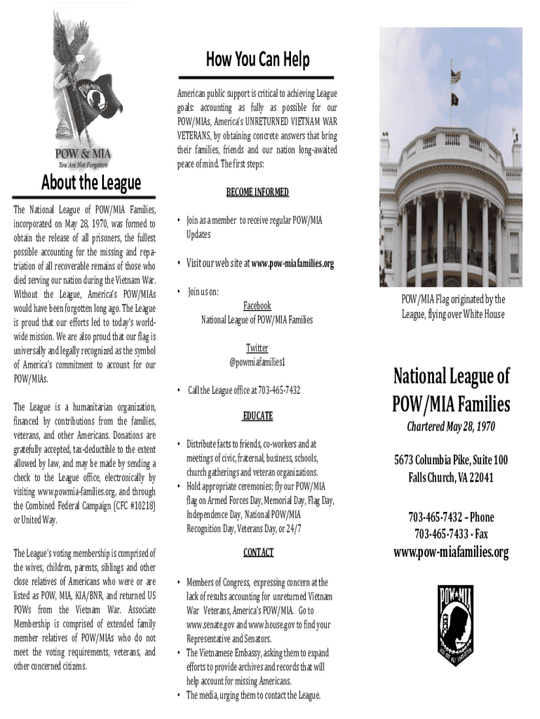 Fillable Online Prisoners of War and Missing in Action (POW/MIA) Fax ...