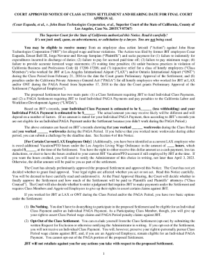 Fillable Online court approved notice of class action settlement and ...