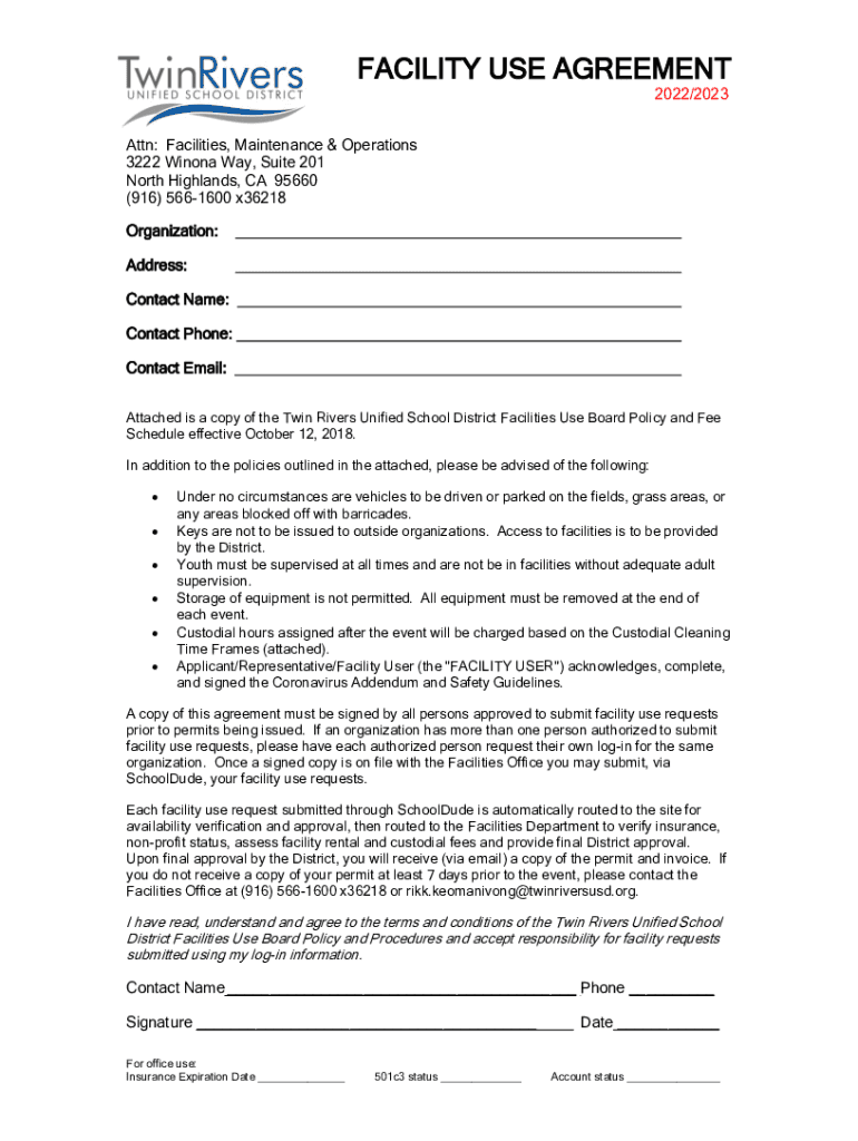 Fillable Online The Outlook Club House and Pool Facility Use Agreement Fax Email Print - pdfFiller