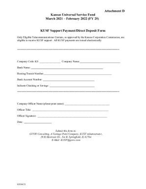 Fillable Online KUSF Support Payment/Direct Deposit Form - Vantage ...