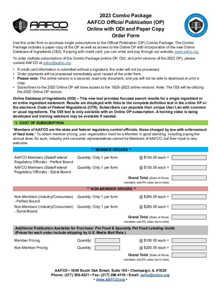 Fillable Online Association of American Feed Control Officials (AAFCO ...