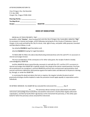 Fillable Online deed of dedication Fax Email Print - pdfFiller