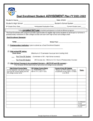 Fillable Online 2021-dual-enrollment-student-advisement-agreement. ... Fax Email Print - pdfFiller