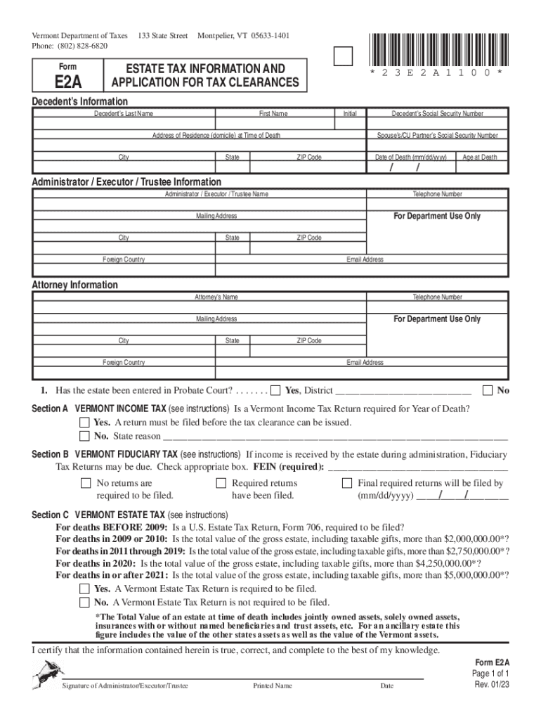 Fillable Online tax vermont Vermont State Tax Information Fax Email ...