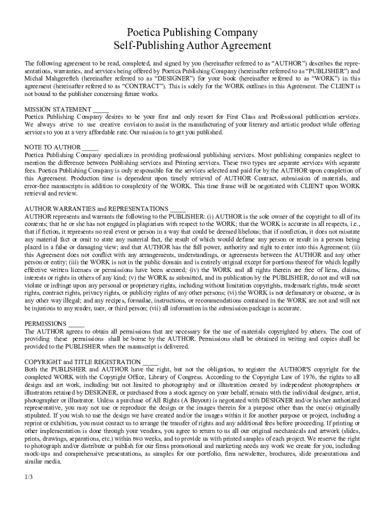 Fillable Online Author Agreement: Definition & Sample Fax Email Print ...