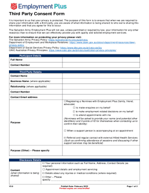 Fillable Online Disability Employment Services Privacy Consent Form V1 ...