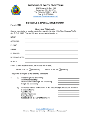 Fillable Online Schedule E-Special Move Permit Fax Email Print - pdfFiller