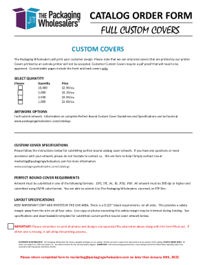 Fillable Online FULL CUSTOM COVERS CATALOG ORDER FORM Fax Email Print ...