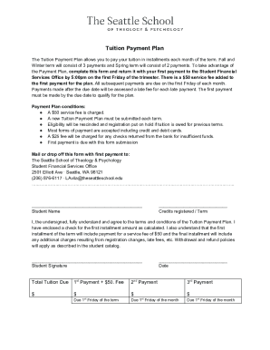 Fillable Online The Tuition Payment Plan allows you to pay your tuition ...