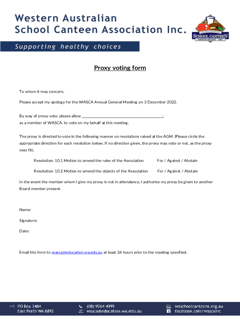 Fillable Online Proxy voting form Fax Email Print - pdfFiller