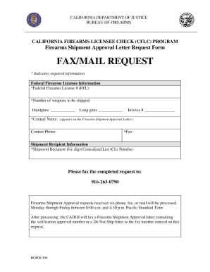 Fillable Online oag ca California Firearms Shipment Approval Letter ...