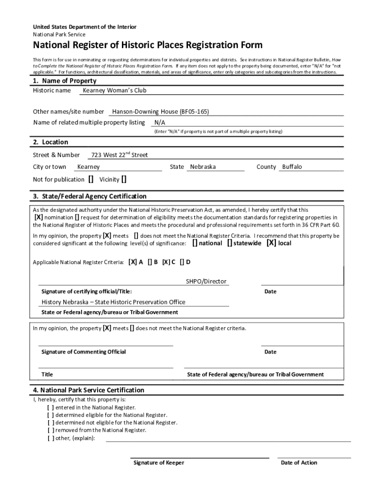 Fillable Online NFS Form 10-900 (Rev. 10-90) - NPGallery Fax Email ...