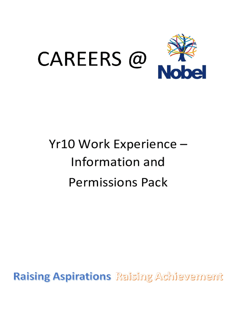 Fillable Online Year 10 Work Experience Booklet Monday 3rdFriday 7th ...