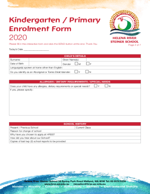 Fillable Online Kindergarten/Primary Enrolment Form Fax Email Print ...